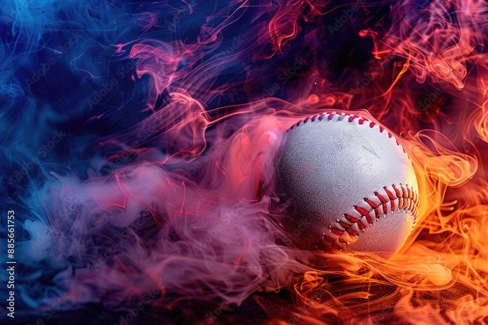 Baseball Wallpaper: Red Smoke Abstract Background with White Baseball ...