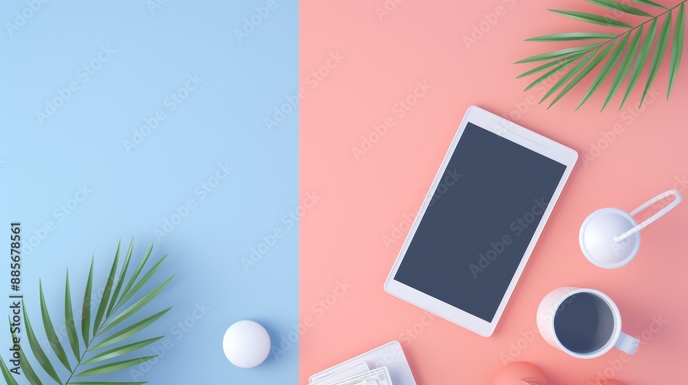 Digital banking flat design top view, online transactions theme, 3D ...