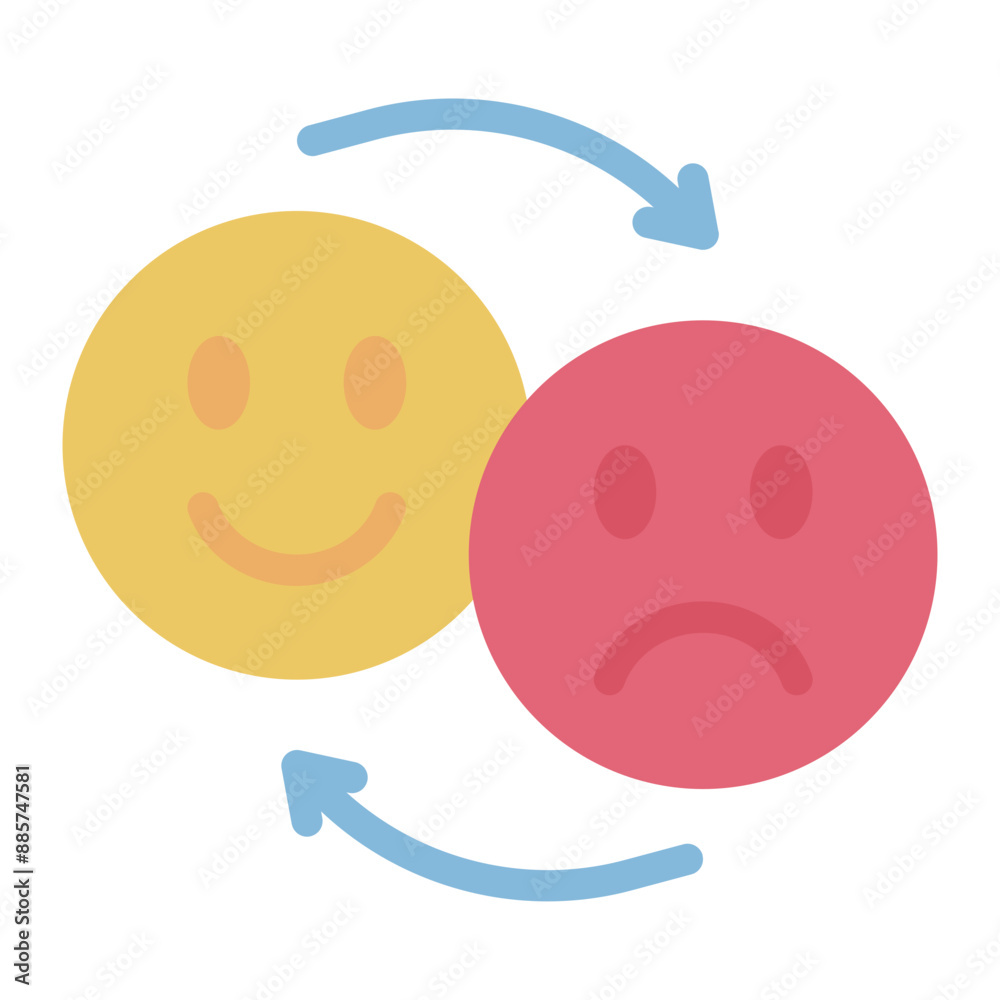 Mood swing icon representing bipolar disorder and mental health Stock ...