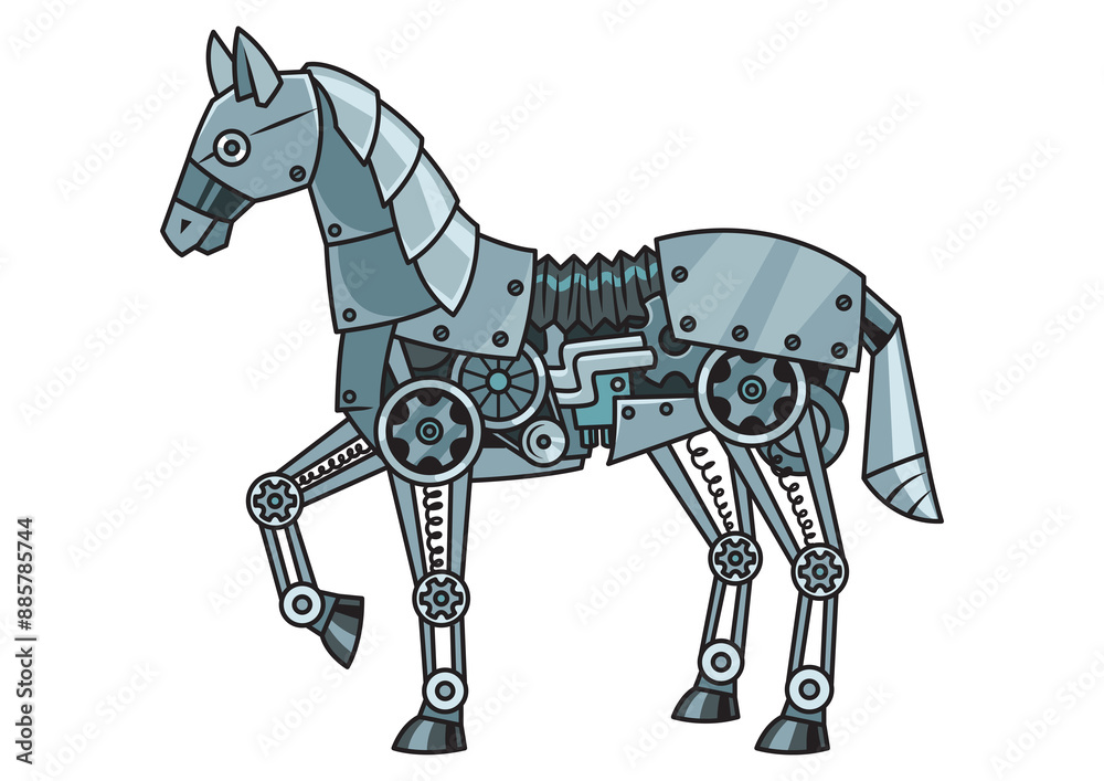mechanical robot horse steampunk machine pop art retro PNG illustration ...