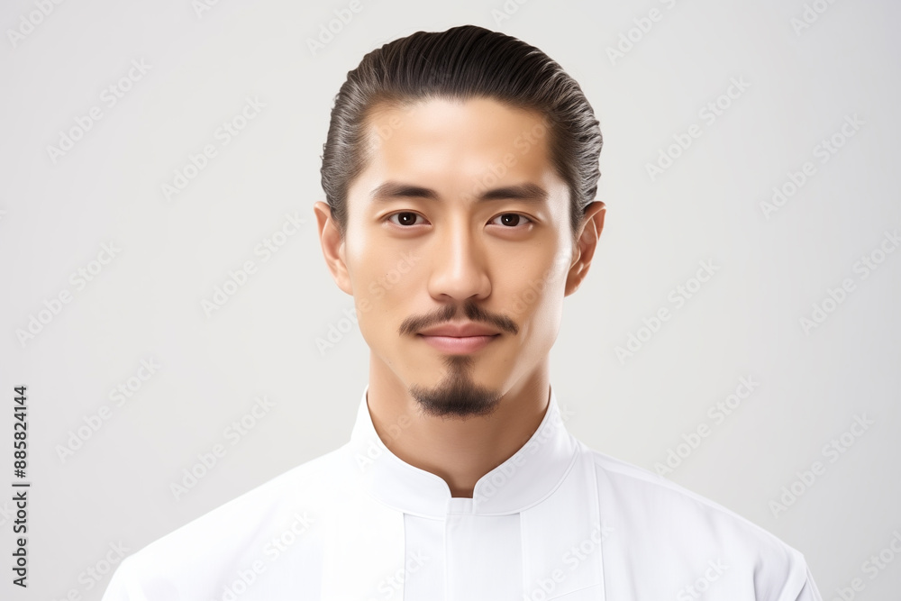 front face portrait, 24 year old man, mustache, kind, dignified ...