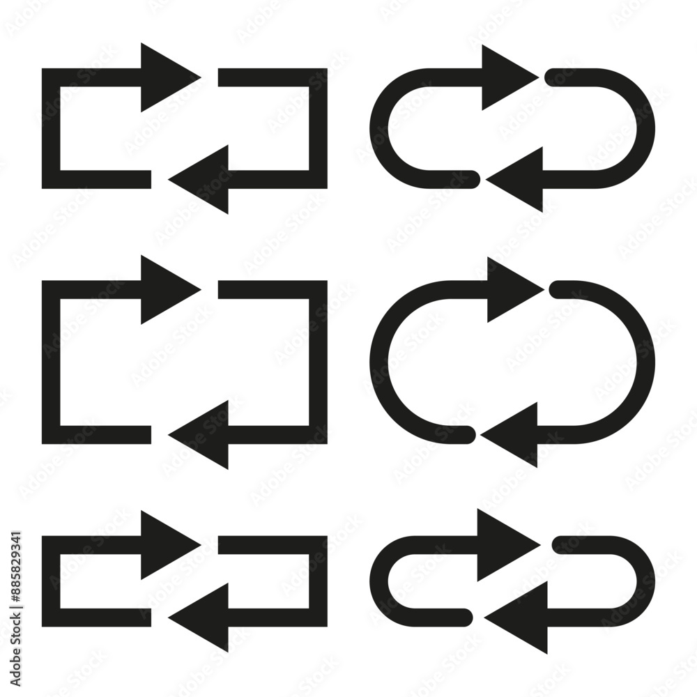 Circular arrows. Rectangular and oval forms. Varied shapes. Vector ...