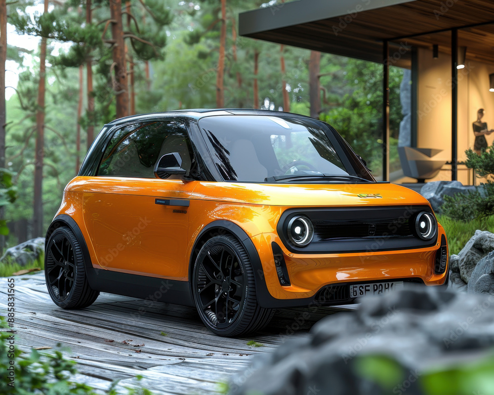 Futuristic Urban Electric Microcar: 3D Render of Innovative Compact ...