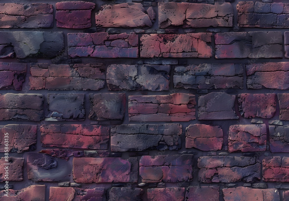 Photorealistic Dark Red & Purple Brick Wall Texture Stock Photo | Adobe ...