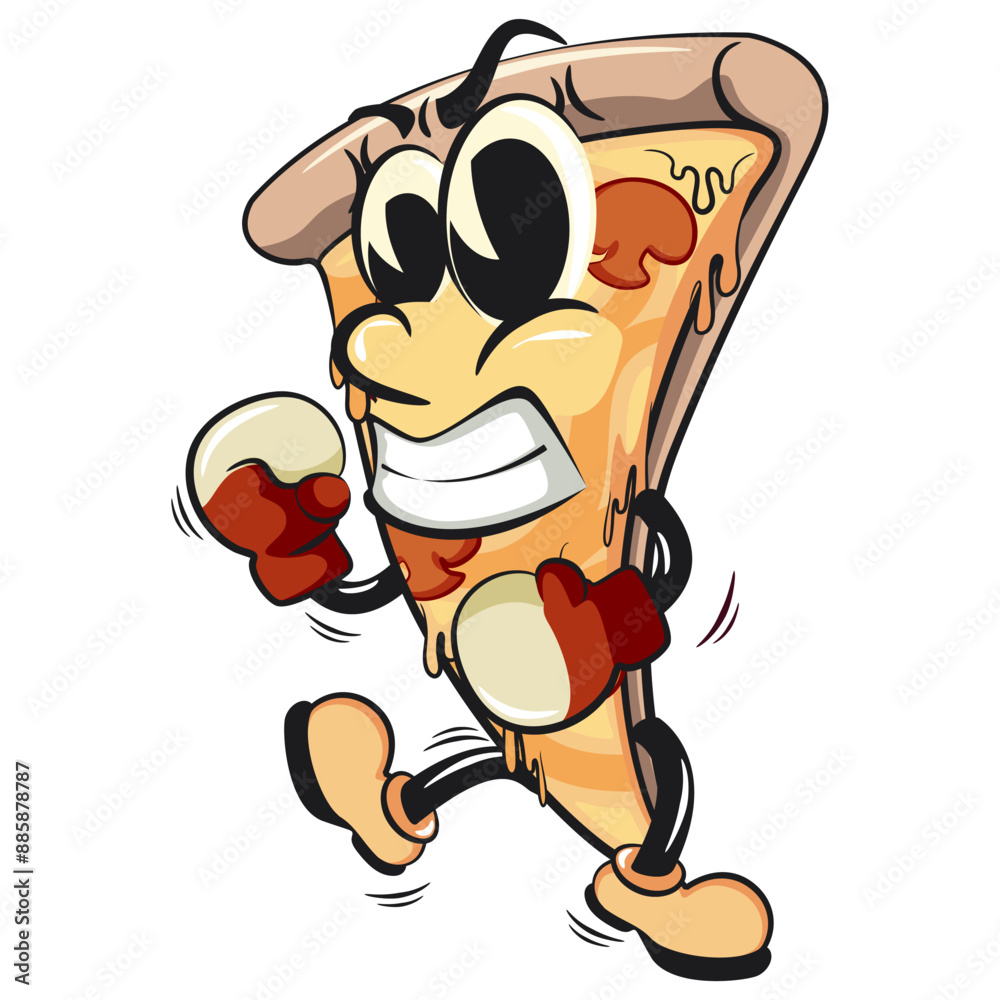 character of a slice pizza cartoon vector isolated clip art mascot ...