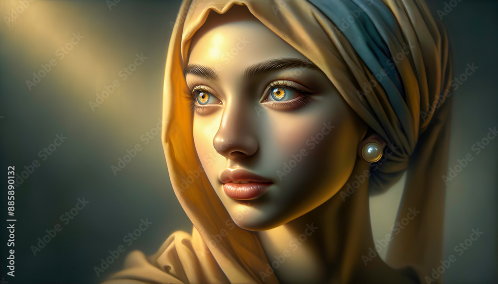 A Middle Eastern princess radiates grace and beauty, adorned in ...