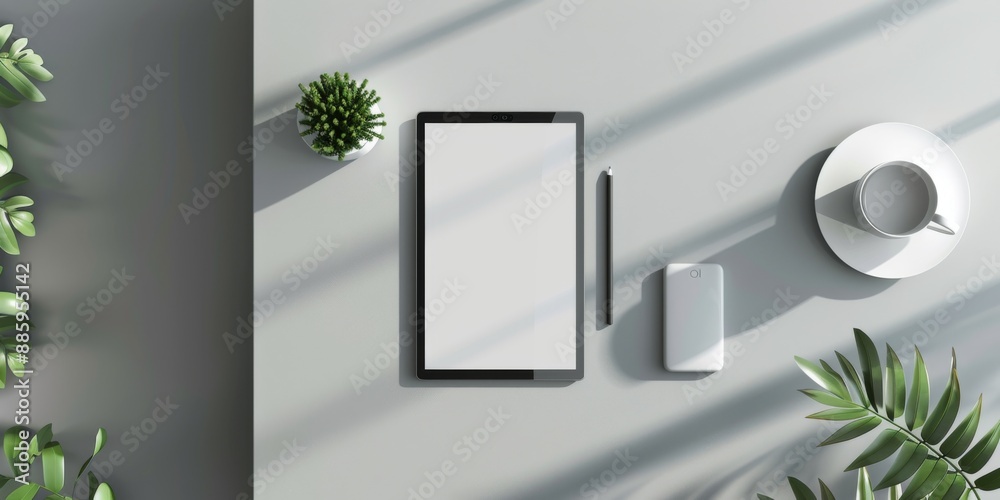 Aerial View of a Sleek E-Reader Model on a Flat Surface: The Perfect ...