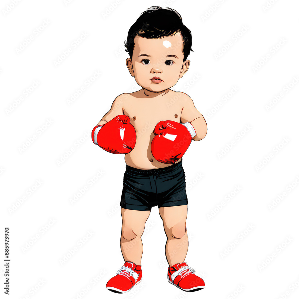 Ilustración de Stock Baby with Boxing Gloves PNG, Child Boxer ...