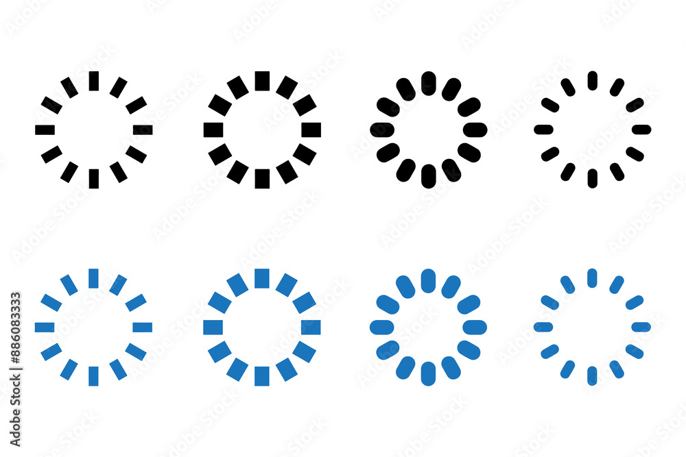 Loading icon collection. Vector illustration on white background. Stock ...
