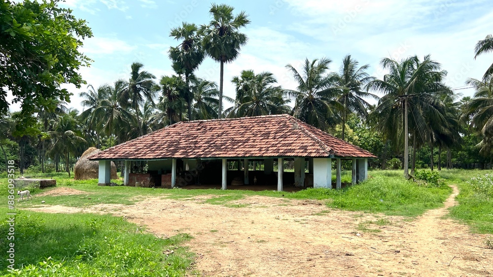 Indian village style tiled roof house.Architecture of old heritage ...