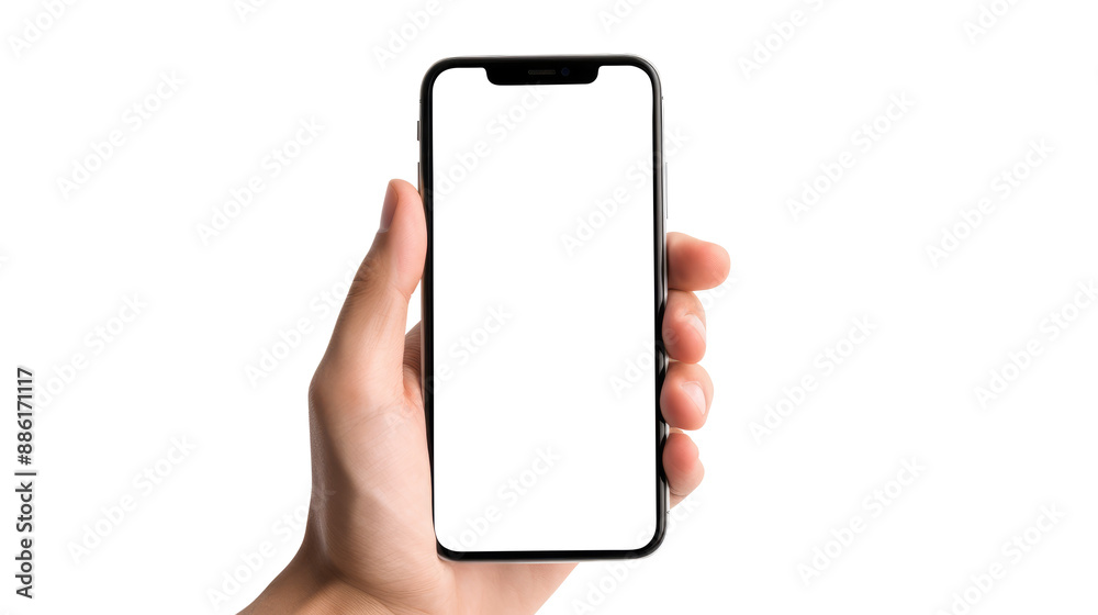 hand holding smart phone isolated on transparent background Remove png ...