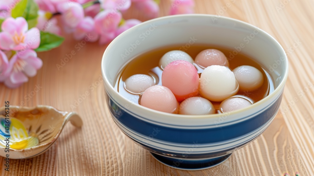 Black Sesame Dumplings in Ginger Syrup, Colorful Bua Loy Nam Khing in ...
