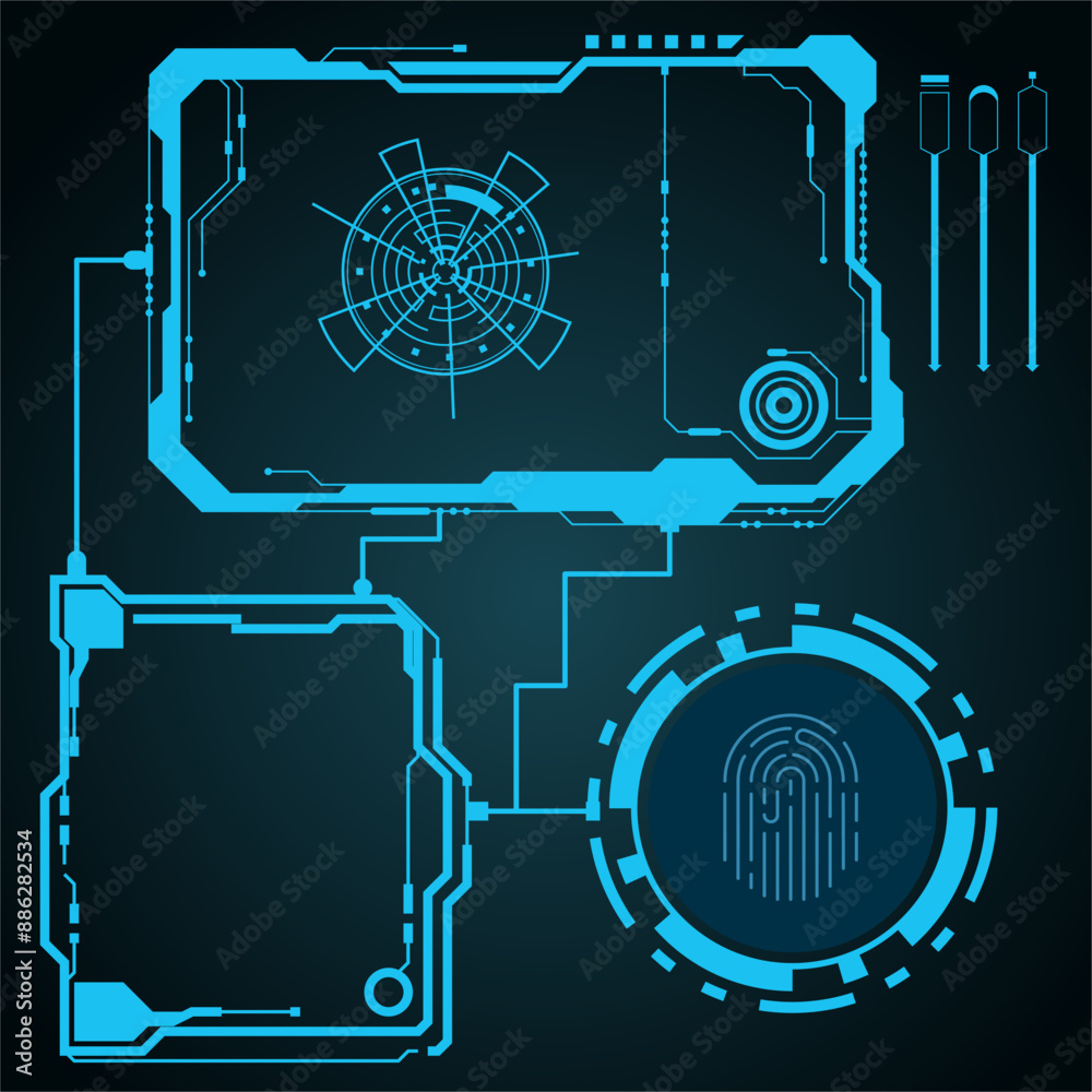 HUD Security User Interface Innovation Technology Control Panel Vector ...