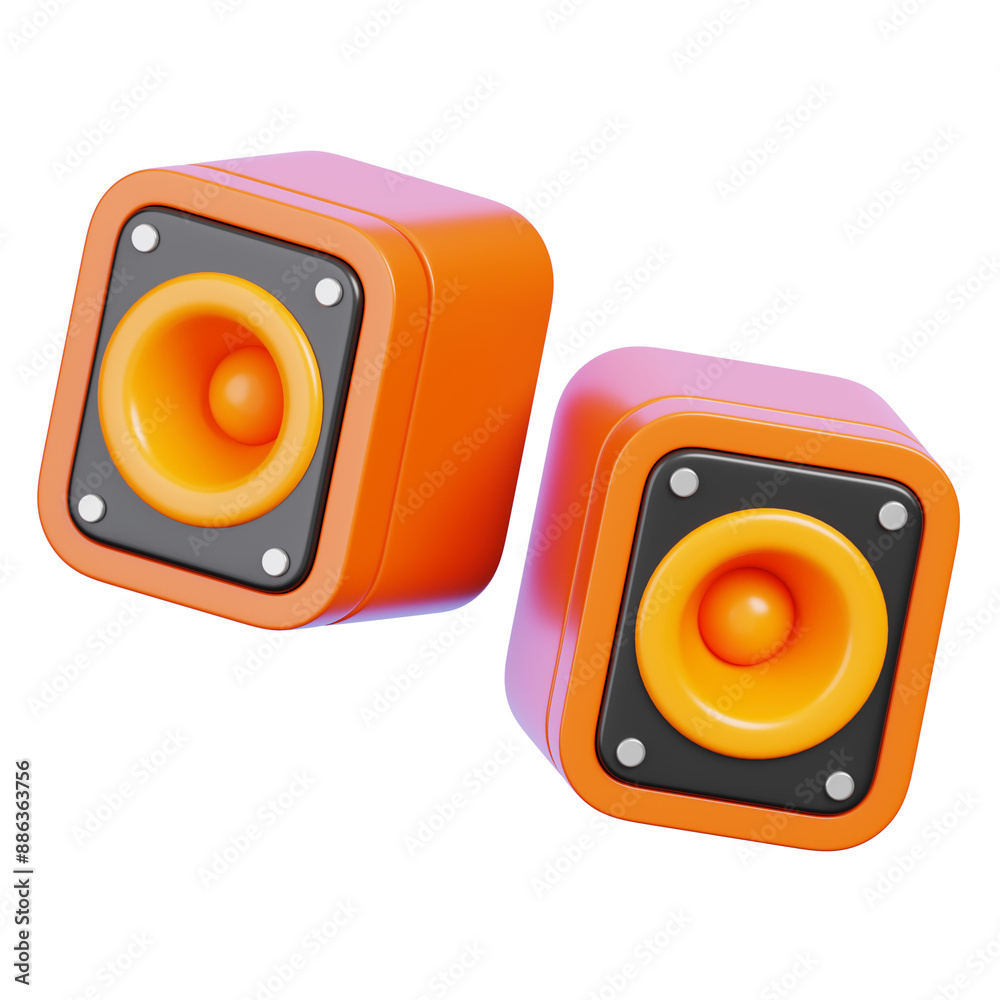 PC Audio Speaker Isolated on Transparent Background. Computer Hardware ...