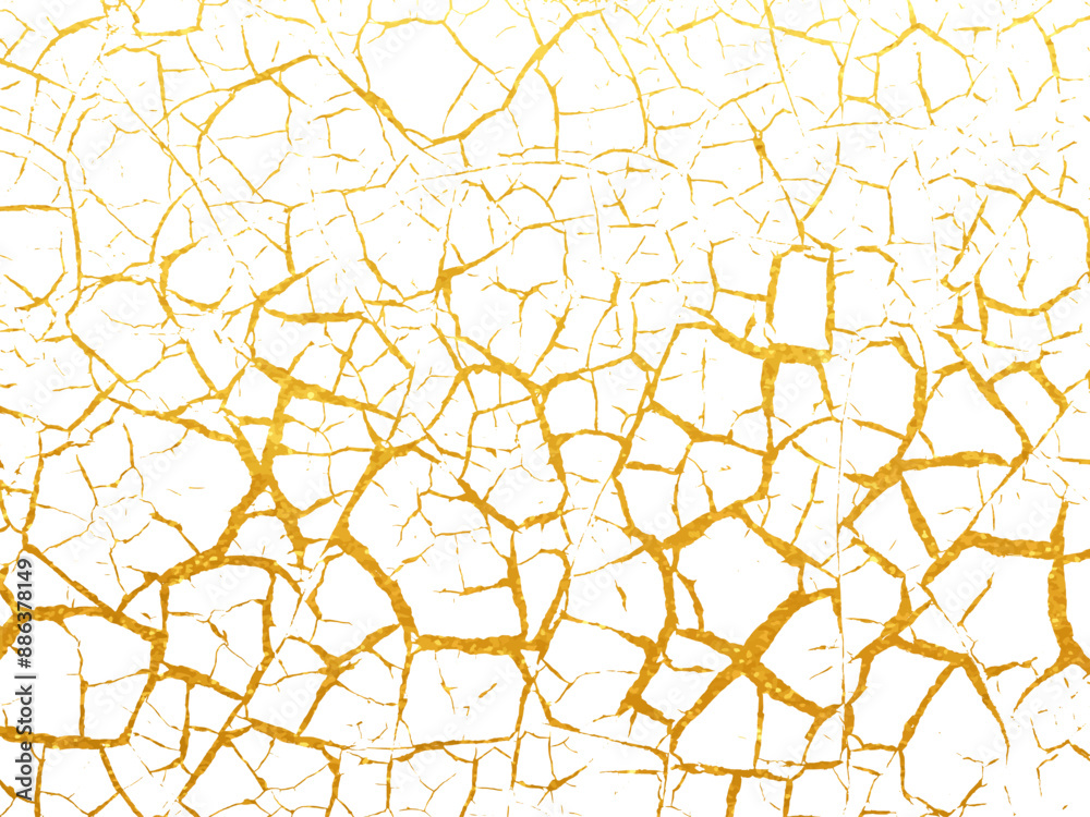 Gold cracks decoration pattern on white bg. Shimmering vector golden ...