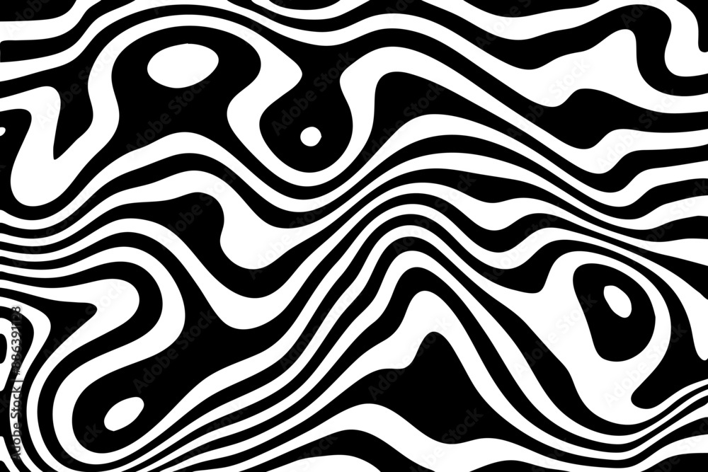 Retro vector groovy striped psychedelic ripple background. Crazy funky ...