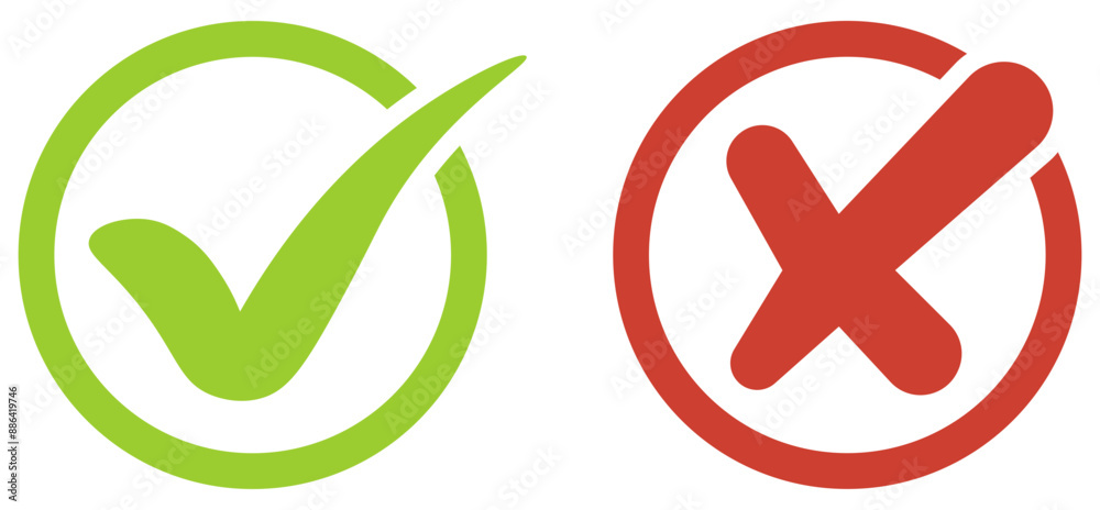 Check mark and Cross icons .Checkmark tick and Cross symbol.Checkbox ...