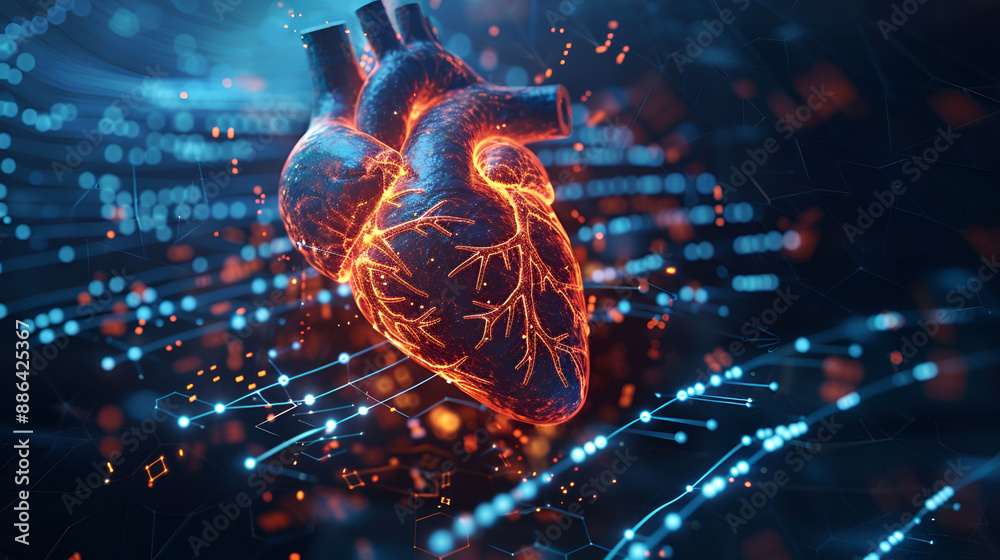 Human heart organ heartbeat illustration background Pulse line medical ...
