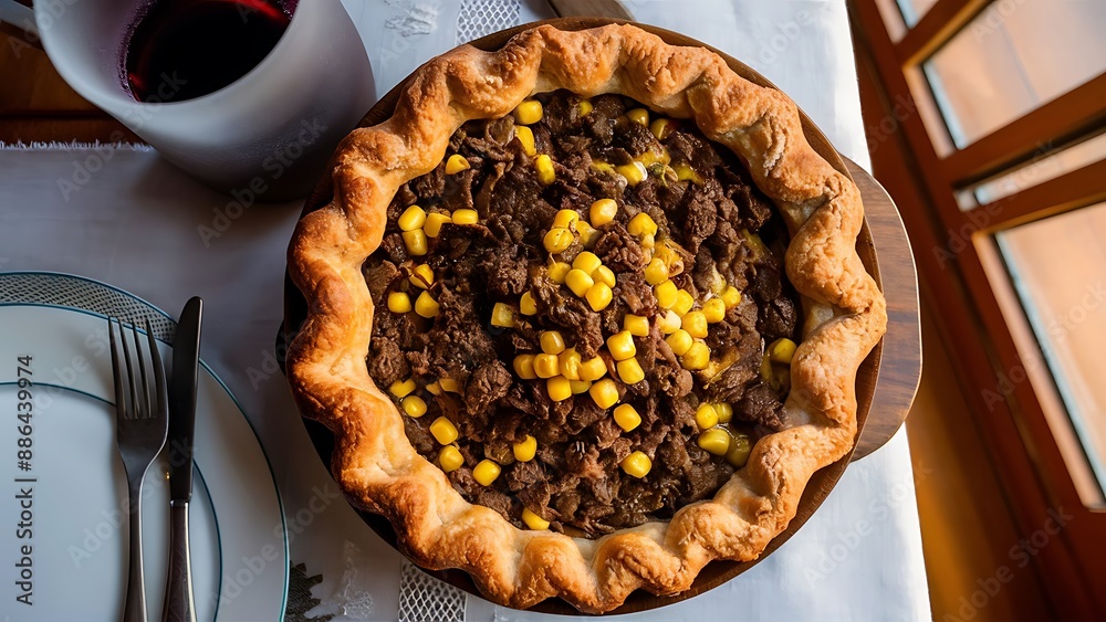 Pastel de choclo corn pie is a Chilean dish based on sweetcorn and beef ...