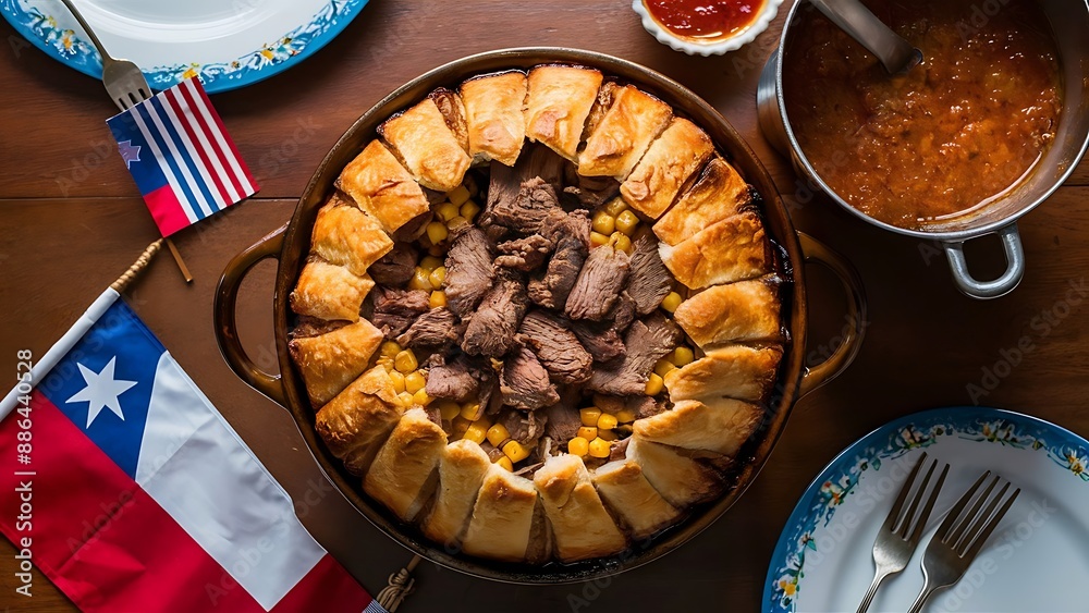 Pastel de choclo corn pie is a Chilean dish based on sweetcorn and beef ...