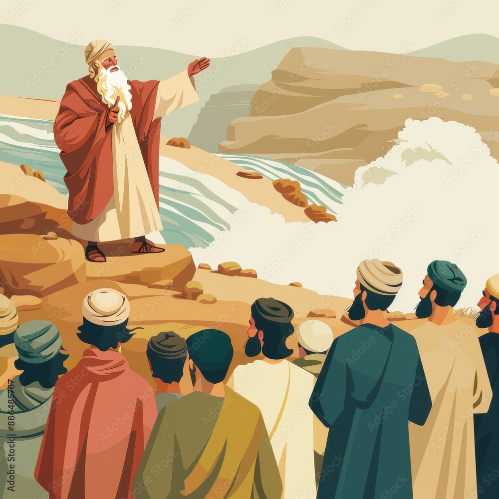 Ilustración de Stock Exodus : Biblical Illustration of Moses explaining ...