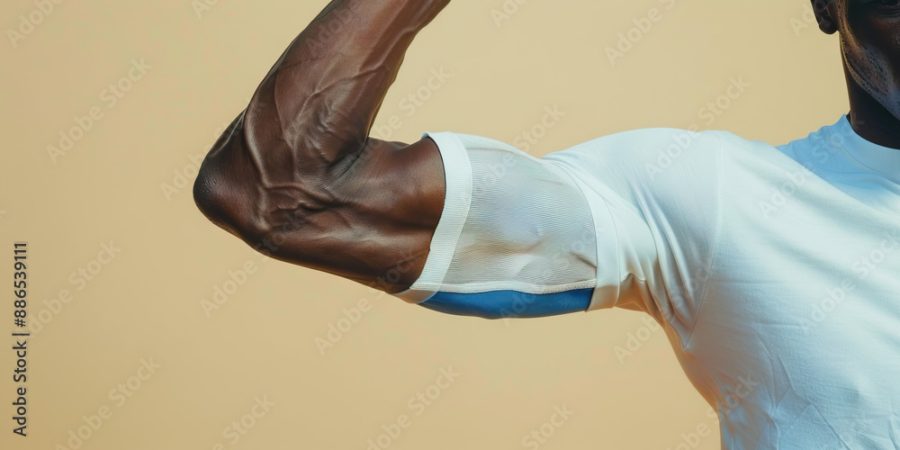 Simplified Strength: A muscular arm flexed, emerging from a white ...