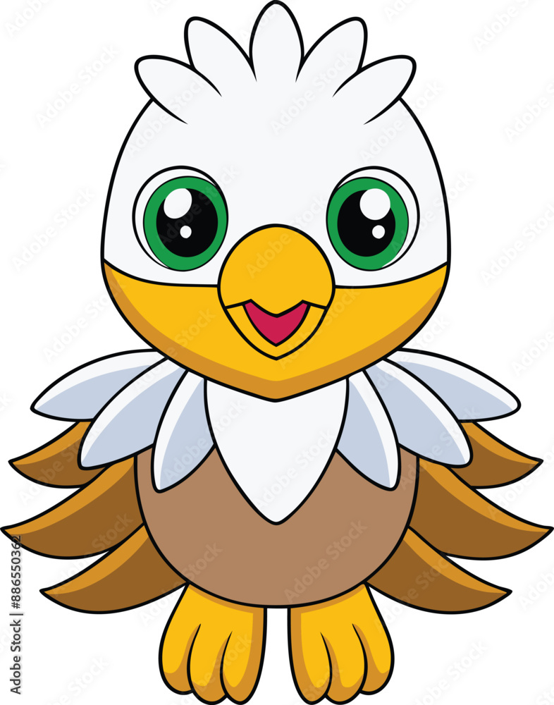 Cute Eagle Vector Illustration - Cartoon, Clipart, and Line Art Design ...