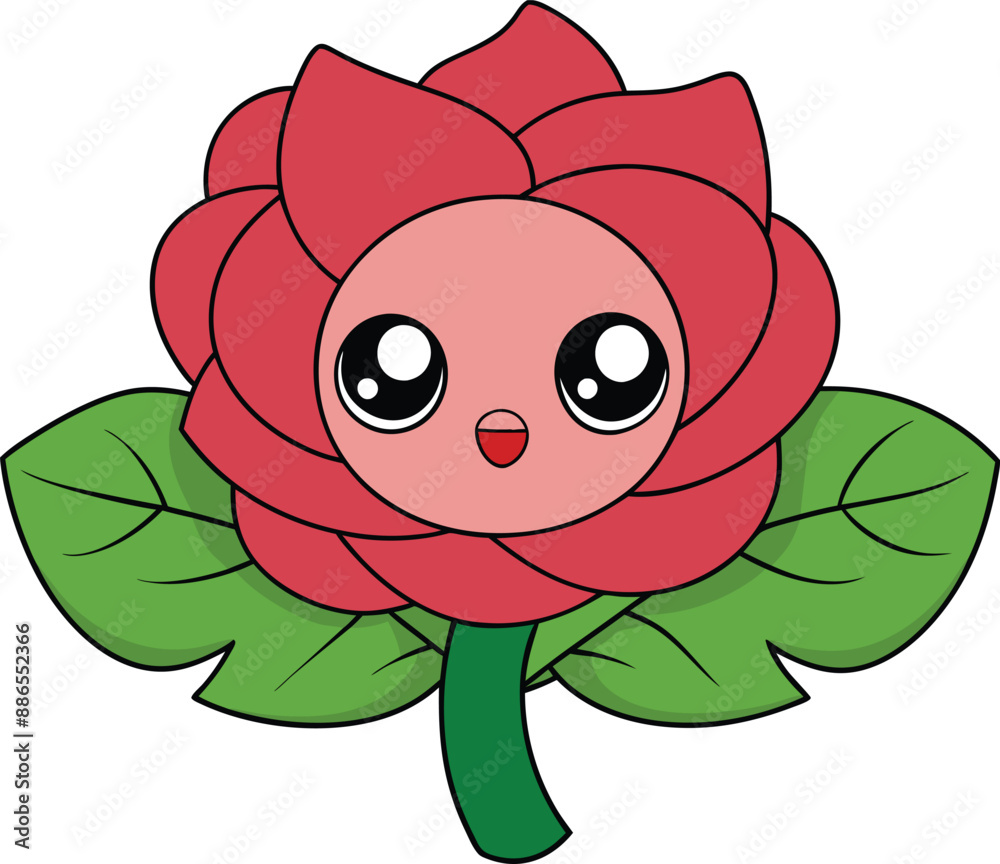 Image vectorielle Stock Adorable Rose Tree Vector - Cartoon, Clipart ...