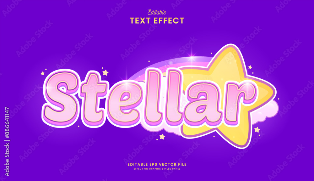 decorative editable cute stellar rainbow text effect vector design ...
