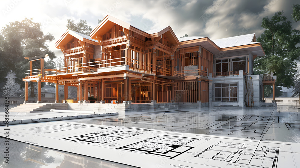 detailed architectural design rendering new house apartment home ...