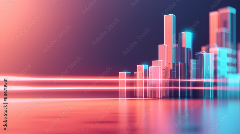 Futuristic urban planning in 3D CAD, highlighted commercial high-rise ...