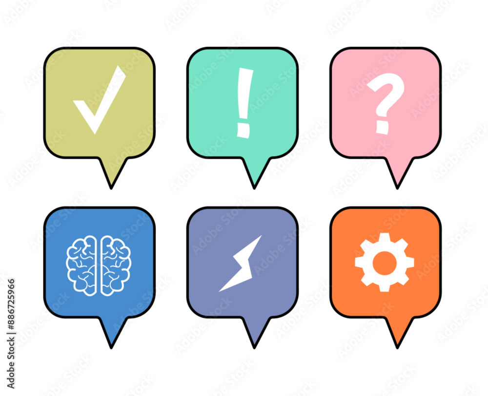 speech bubble design contains a ceklis, electrical, gear wheel symbol ...
