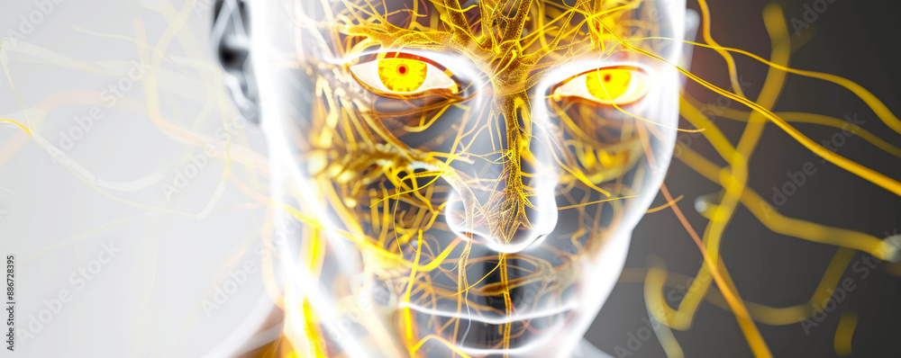 A detailed and visually striking image of the human sensory system ...