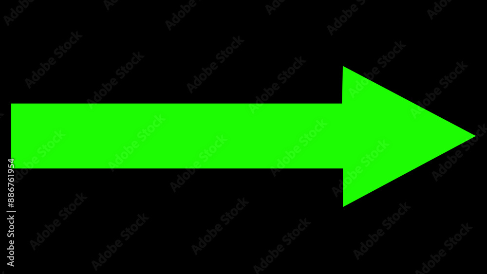 arrows animations navigation on black background. green right arrows animation set. Direct ...