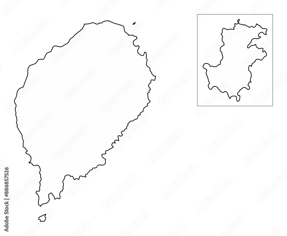 Saint Thomas And Prince outline map Stock Vector | Adobe Stock