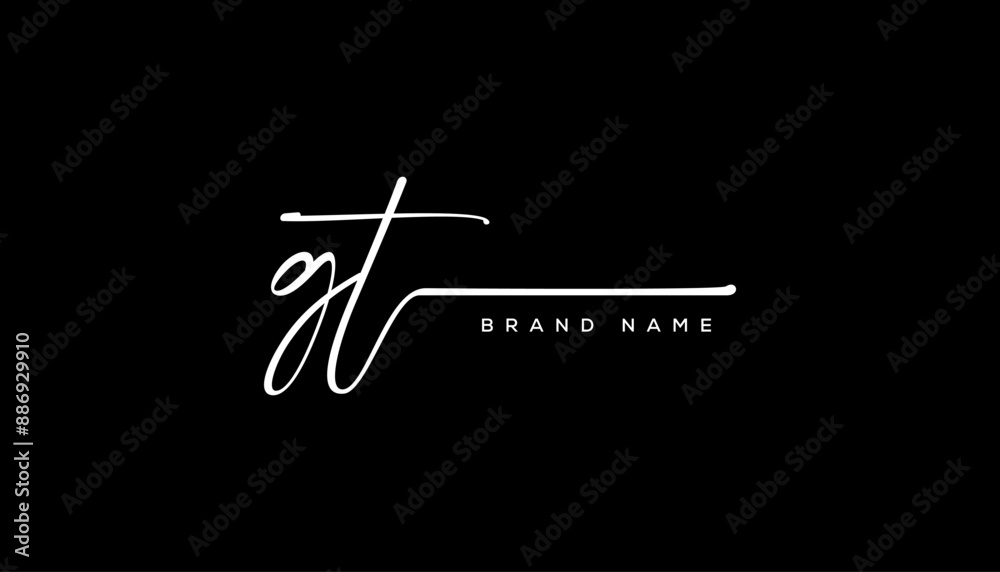 GT letter beauty handwriting vector logo. Stock Vector | Adobe Stock