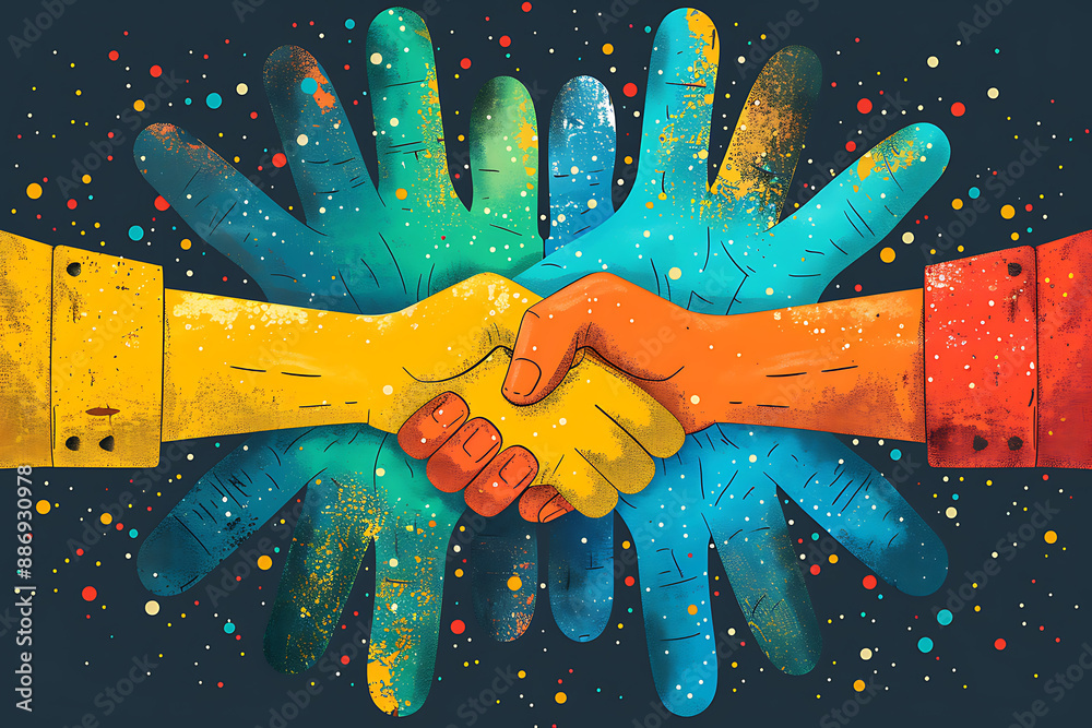 An illustration in flat art style, featuring icons that represent ...