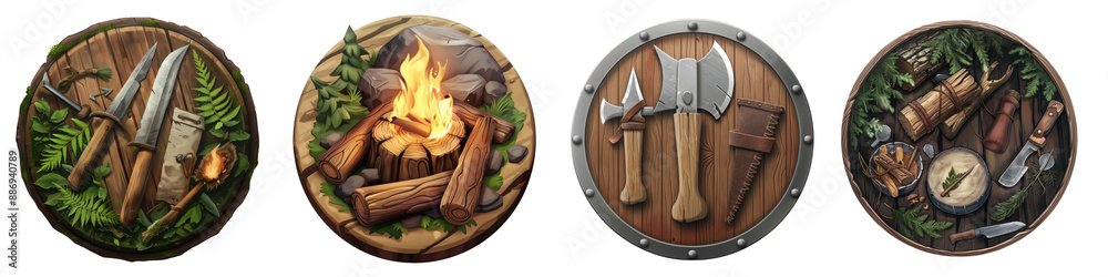 Bushcraft clipart collection, symbol, logos, icons isolated on ...