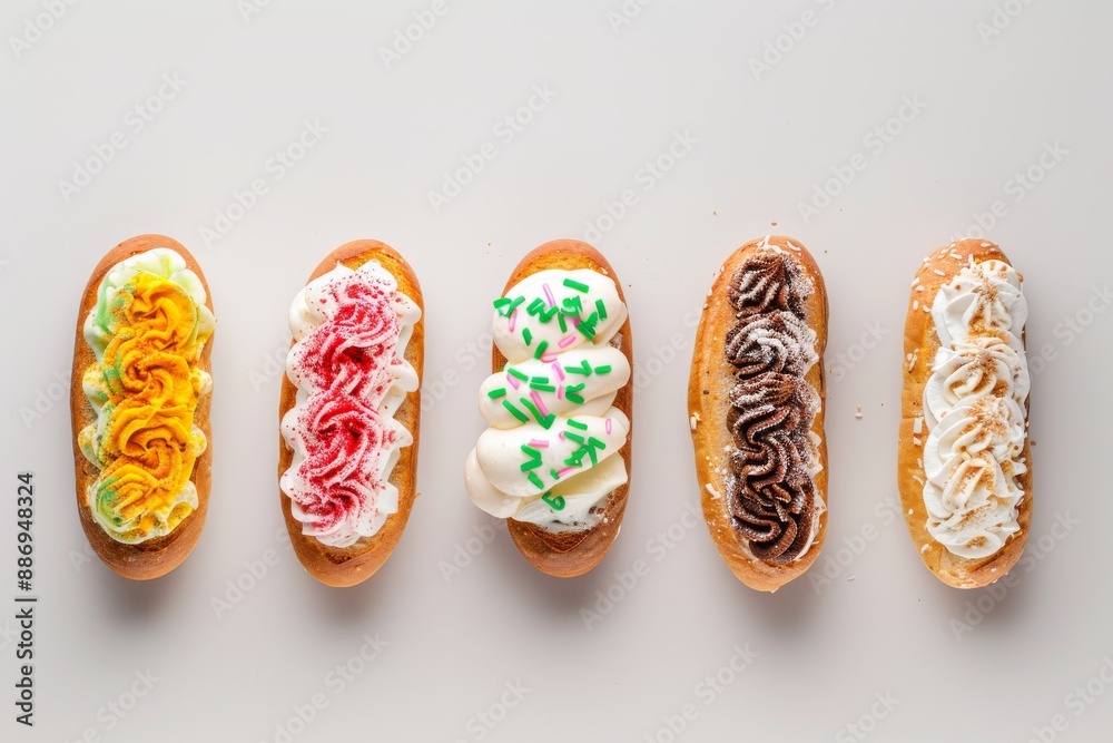 Vibrant top-down view of assorted gelato flavors in various colors ...