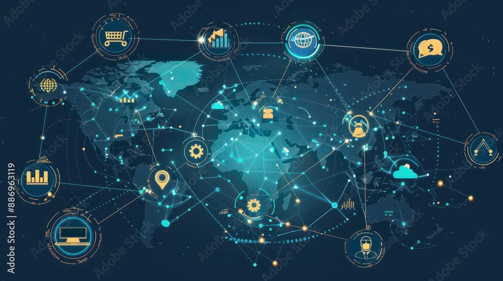 Global AML Regulations, world map with icons of international AML ...