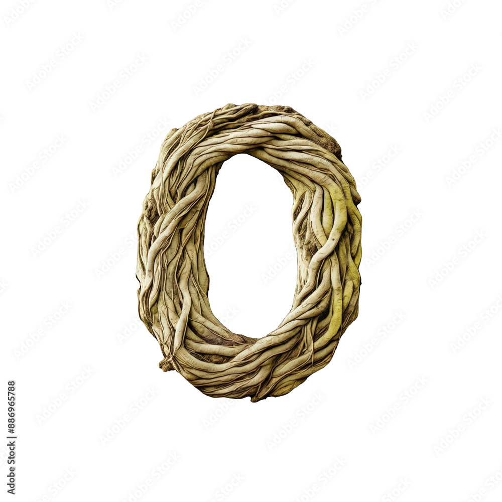 Number 0. Zero. Nature-Inspired Artstyle with old tree roots ...