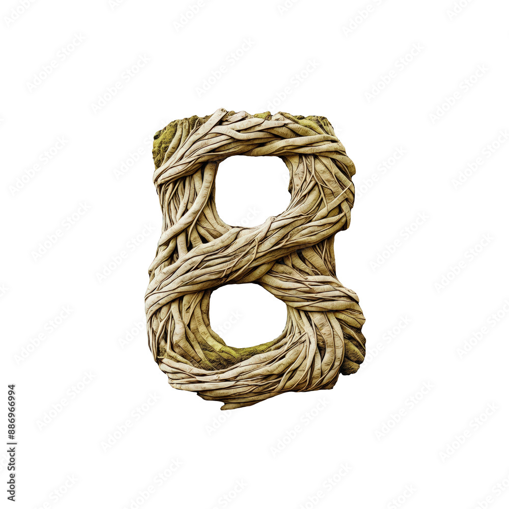 Number 8. Eight. Nature-Inspired Artstyle with old tree roots ...