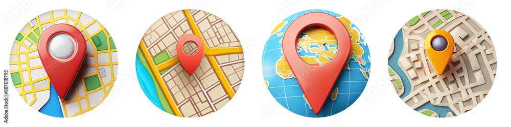 Map clipart collection, symbol, logos, icons isolated on transparent ...