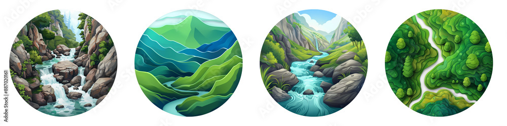 Ravines clipart collection, symbol, logos, icons isolated on ...