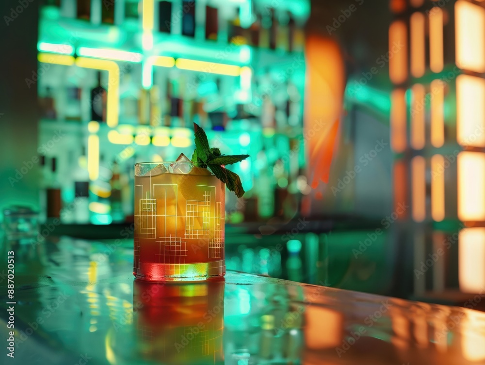 cocktail being served at a bar in a spacious studio with natural light ...