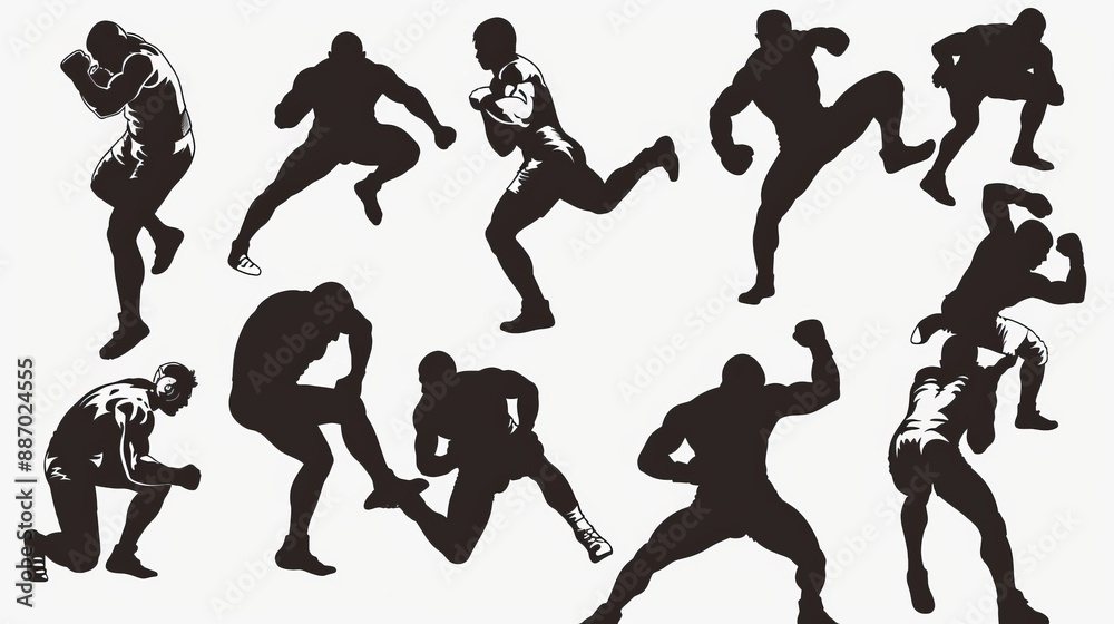 This image illustrates athletes in different fighting stances ...