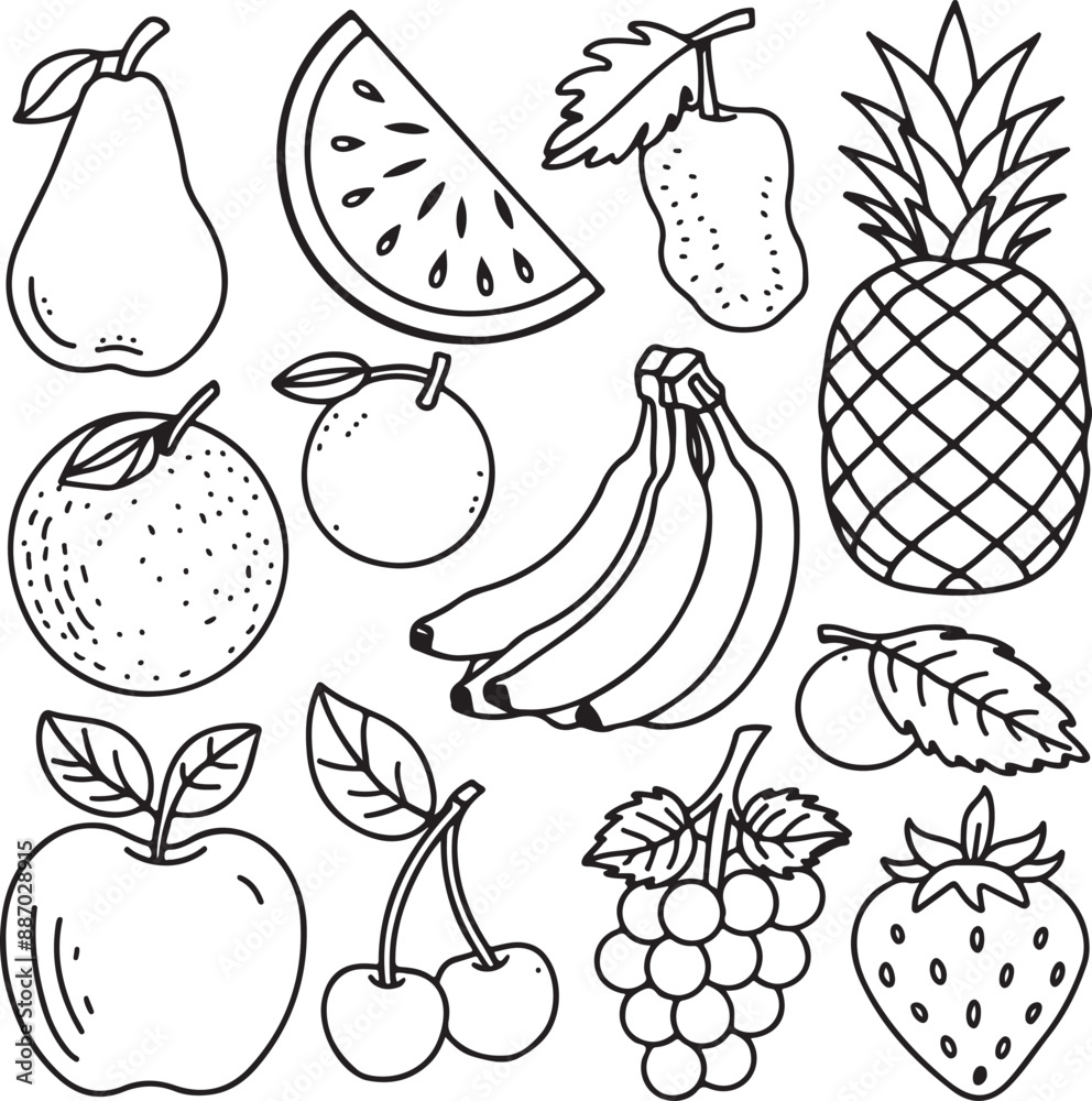 Magnificent Fruits coloring page for kids colouring book page ...