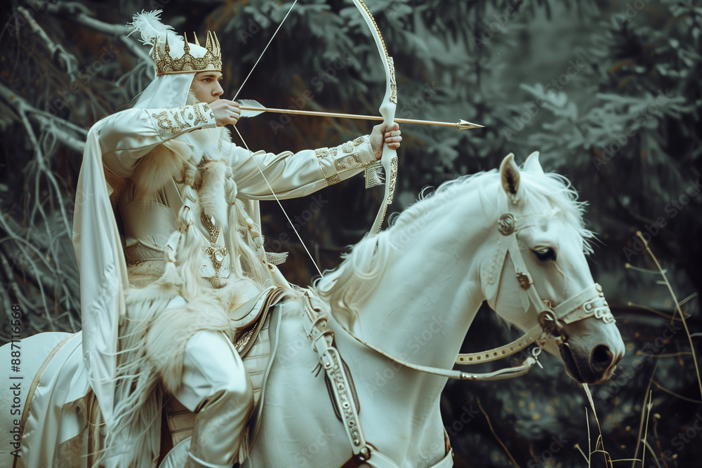 Conquest, Horseman of the Apocalypse riding a white horse armed with ...
