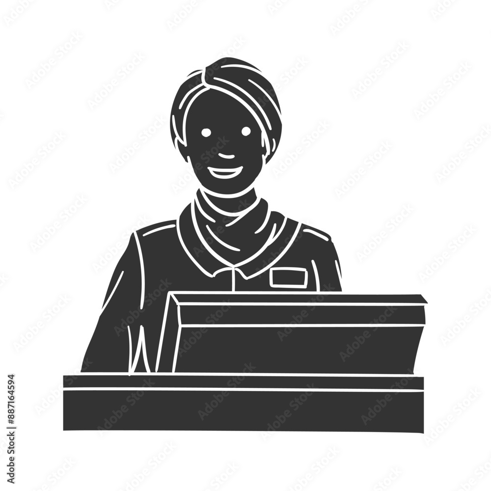 Airport Counter Check-in Icon Silhouette Illustration. Vector Graphic ...