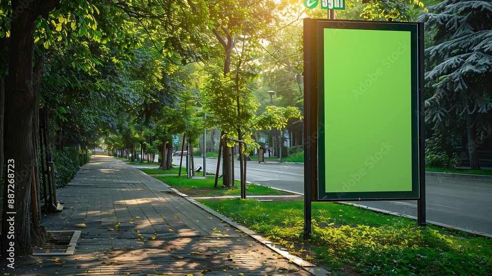 Green advertising billboard street mockup panel digital lightbox poster ...